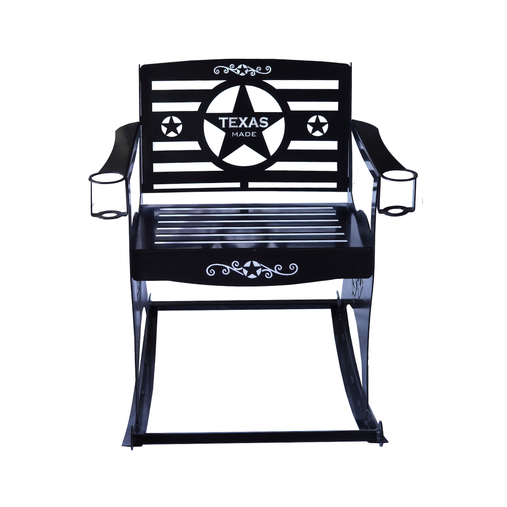 Texas Rocker | Outdoor Texas Star Rocking Chair - Black Metal